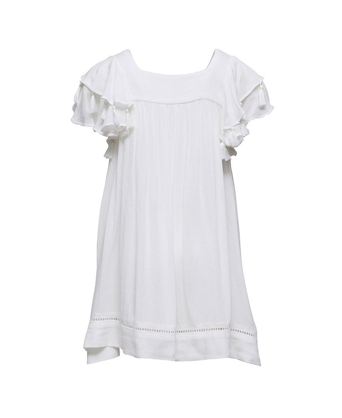 Snapper Rock Toddler, Child Girl White Tassel Time Beach Dress - Macy's