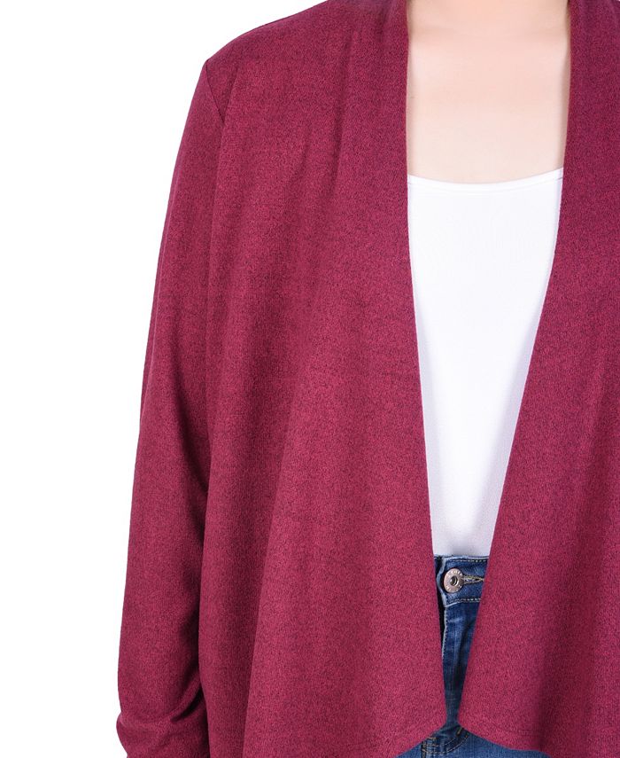 NY Collection Petite Long Sleeve Swing Cardigan Sweater - Macy's