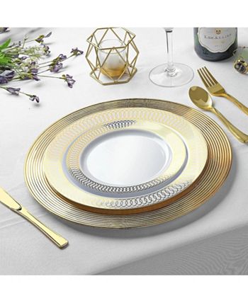 Chateau Fine Tableware 180-Piece White & Gold Plates Dinnerware Set ...