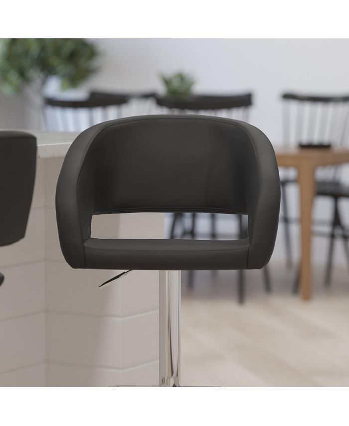 MERRICK LANE Rothko Modern Bar Stool Rounded Mid-Back Stool With Height ...