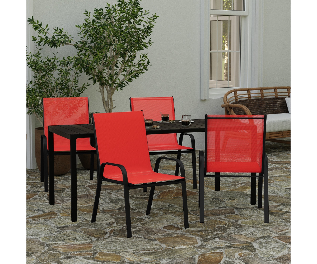 Click here for Set Of 4 Manado Series Metal Stacking Patio Chairs... prices