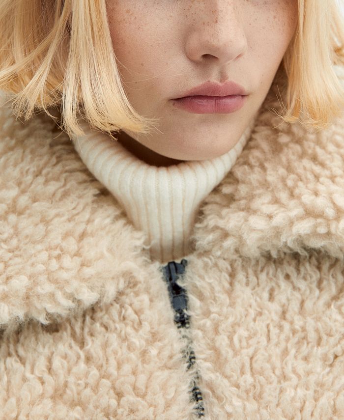 MANGO Women's Faux Fur Bomber Jacket - Macy's