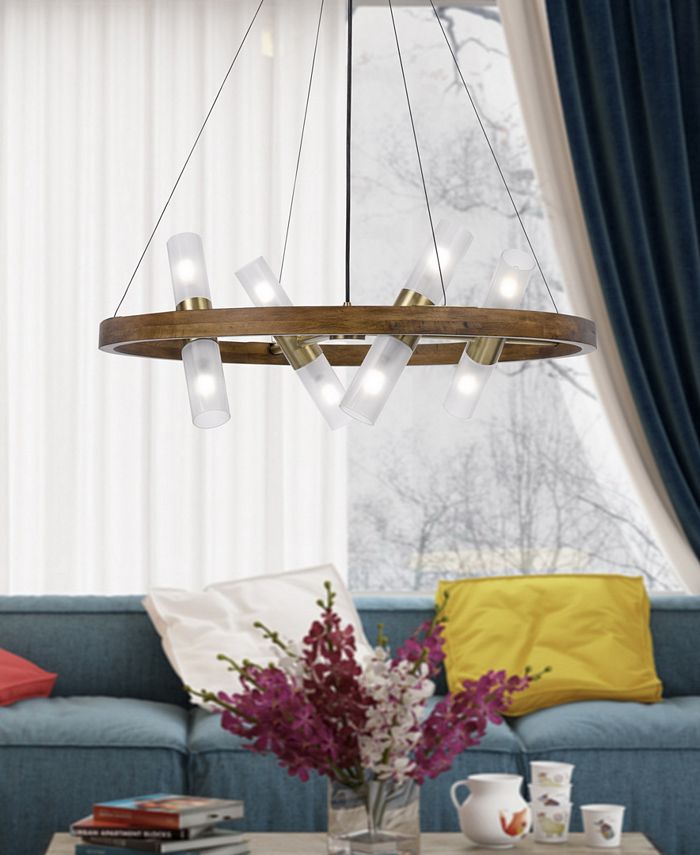 Cal Lighting 13" Height Wood and Metal Chandelier - Macy's
