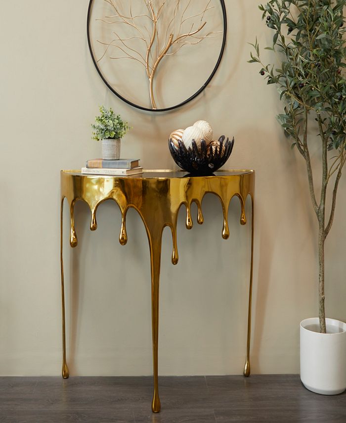 Rosemary Lane Aluminum Drip Console Table with Melting Designed Legs ...