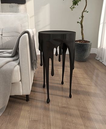 Rosemary Lane Aluminum Drip Accent Table with Melting Design and Shaded ...