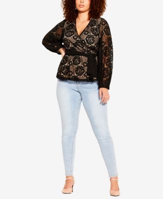 CITY CHIC Plus Size Lace Fly Away Top - Macy's