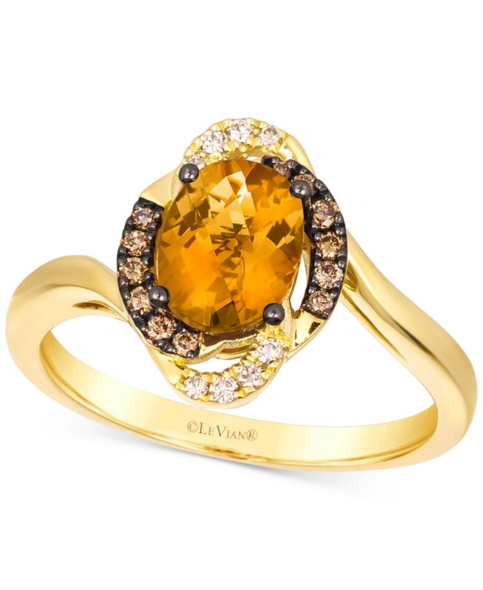 Le Vian Cinnamon Citrine (1-1/8 ct. t.w.) & Diamond (1/8 ct. t.w.) Halo Twist Ring in 14k Gold ...