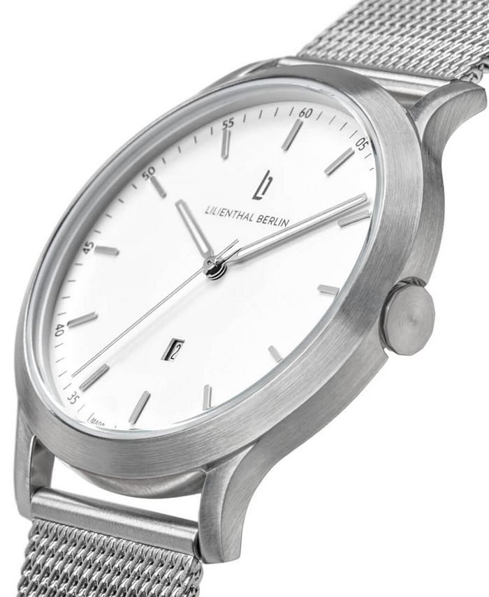 Lilienthal Berlin Unisex Huxley Silver White Silver-Tone Stainless ...