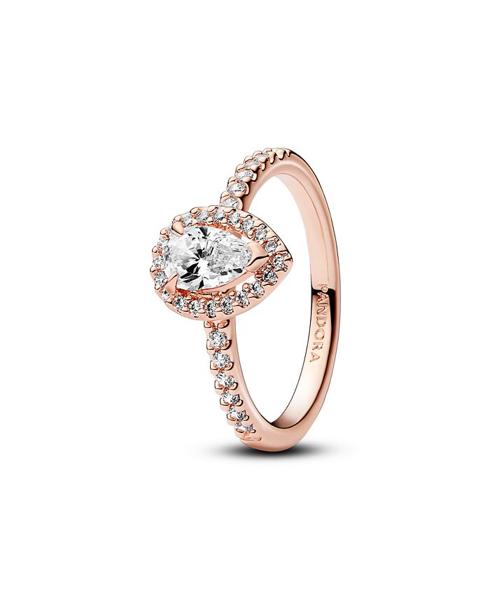 Pandora Cubic Zirconia Pear Halo Ring - Macy's