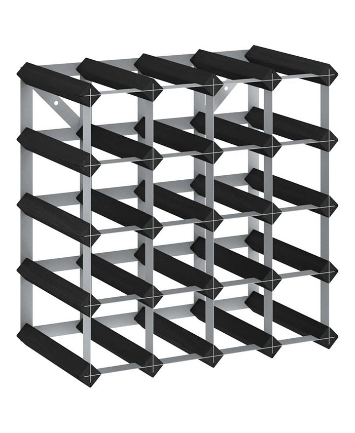 vidaXL Wine Rack for 20 Bottles Black Solid Pine Wood - Macy's