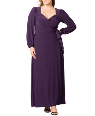 Women's Plus Size Modern Muse Long Sleeve Wrap Gown - Macy's