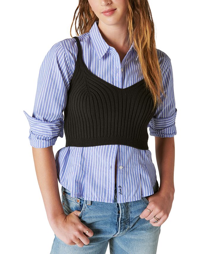 Lucky Brand Women's Button-Front Corset Shirt - Macy's