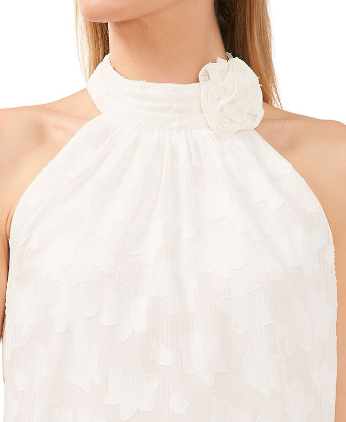 CeCe Women's Sleeveless Halter Neck Rosette Blouse - Macy's