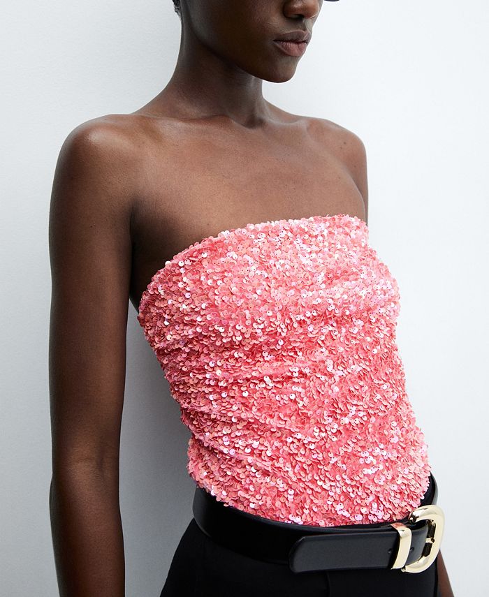 MANGO Women's Sequins Body Top - Macy's