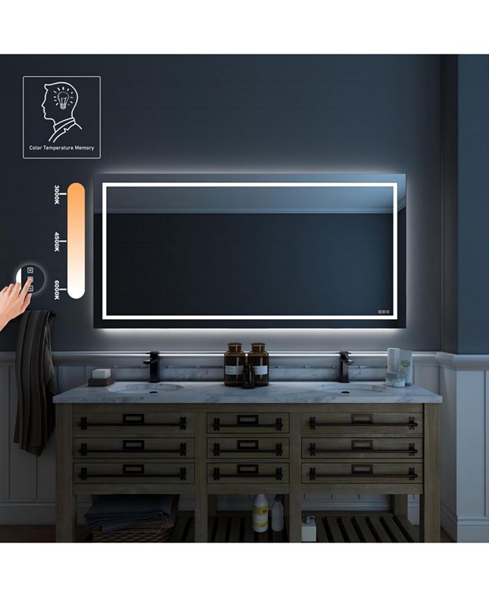 TOOLKISS Rectangular Frameless Vanity Mirror with Backlit and Front Light - Macy's