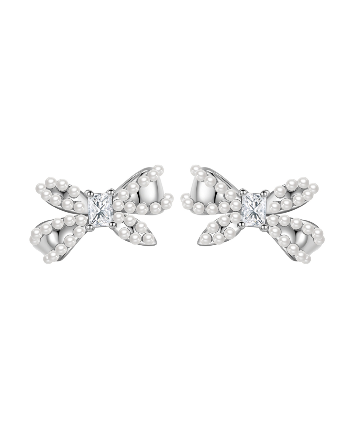 Click here for Macys Imitation Pearl and Cubic Zirconia Bow Stud... prices