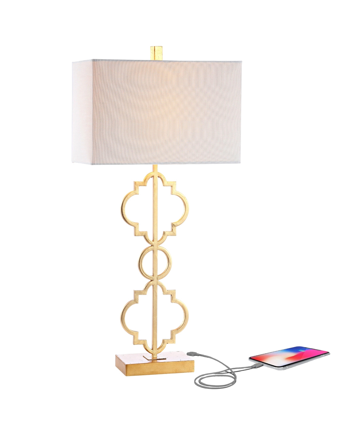 Click here for Selina Iron Ogee Trellis Modern Led Usb Table Lamp... prices