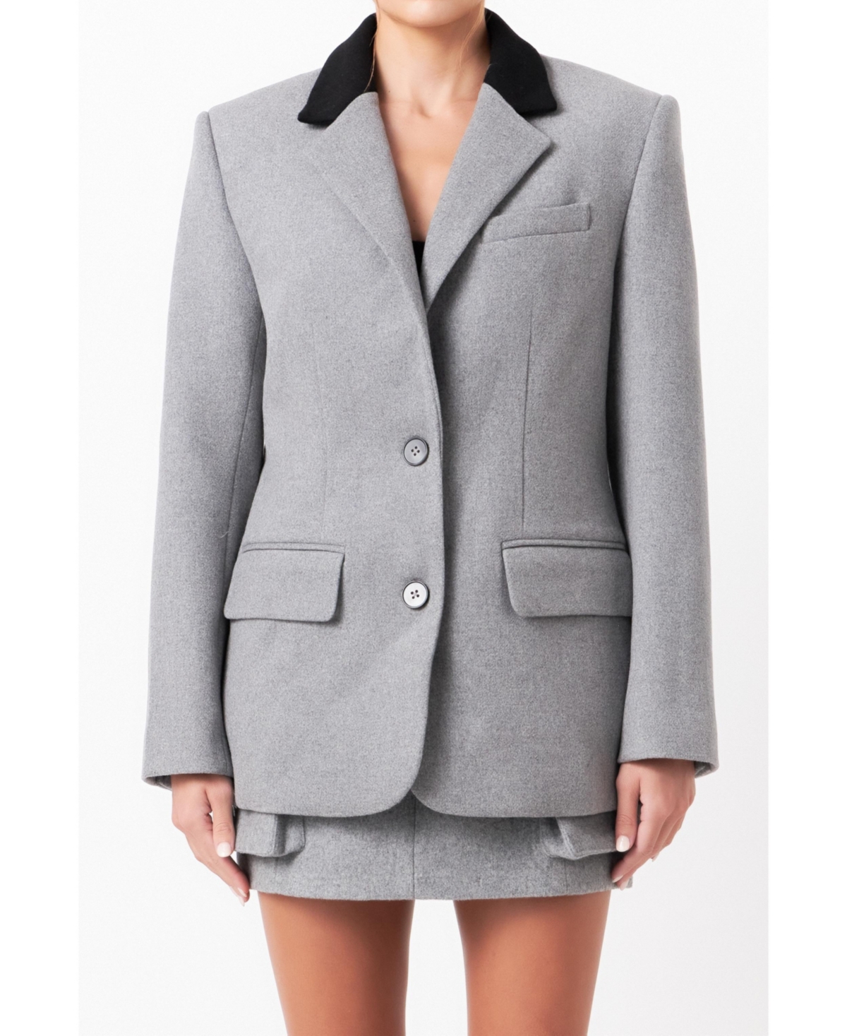 Click here for Grey Lab Womens Wool Oversize Blazer - Grey/black prices