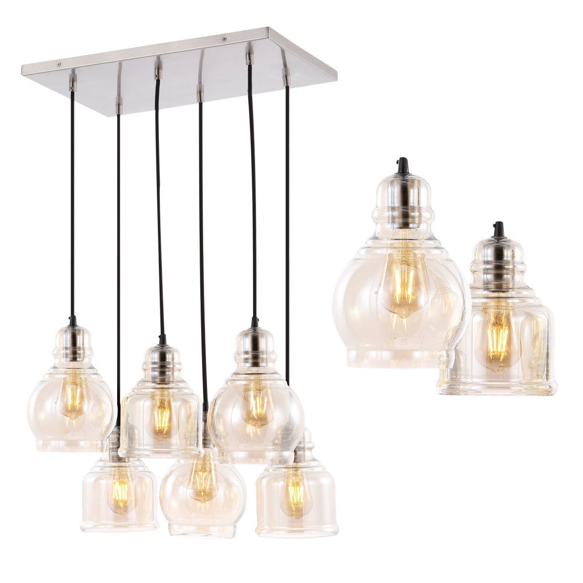 Click here for Sydney Bohemian Farmhouse Iron/Glass Cluster Led P... prices