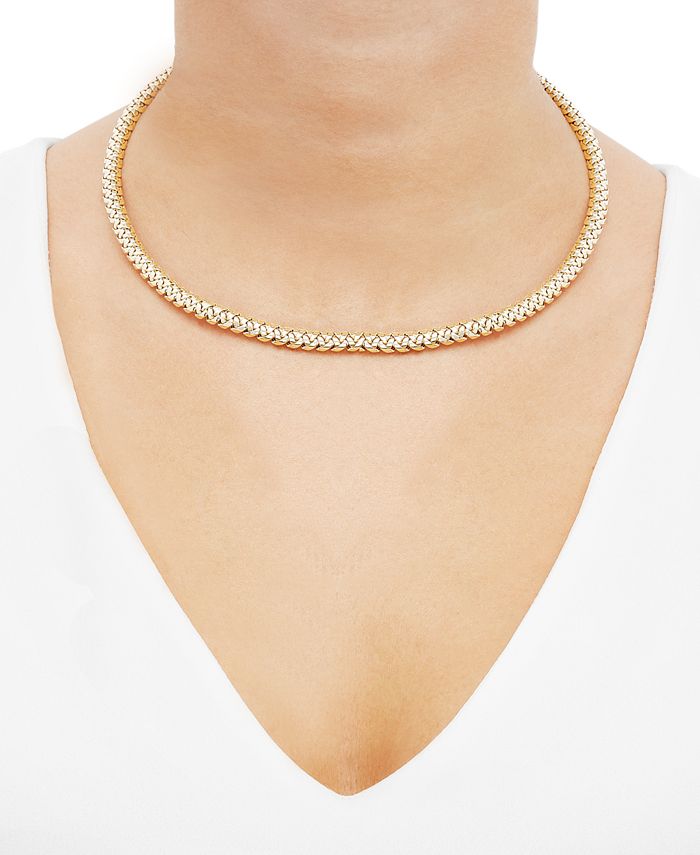 Italian Gold Polished Woven Link 17" Chain Necklace in 14k Gold - Macy's