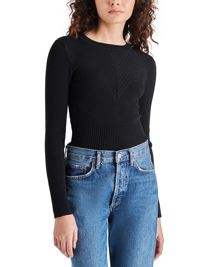 Steve Madden Women's Xandra Multi-Rib Long-Sleeve Bodysuit - Macy's