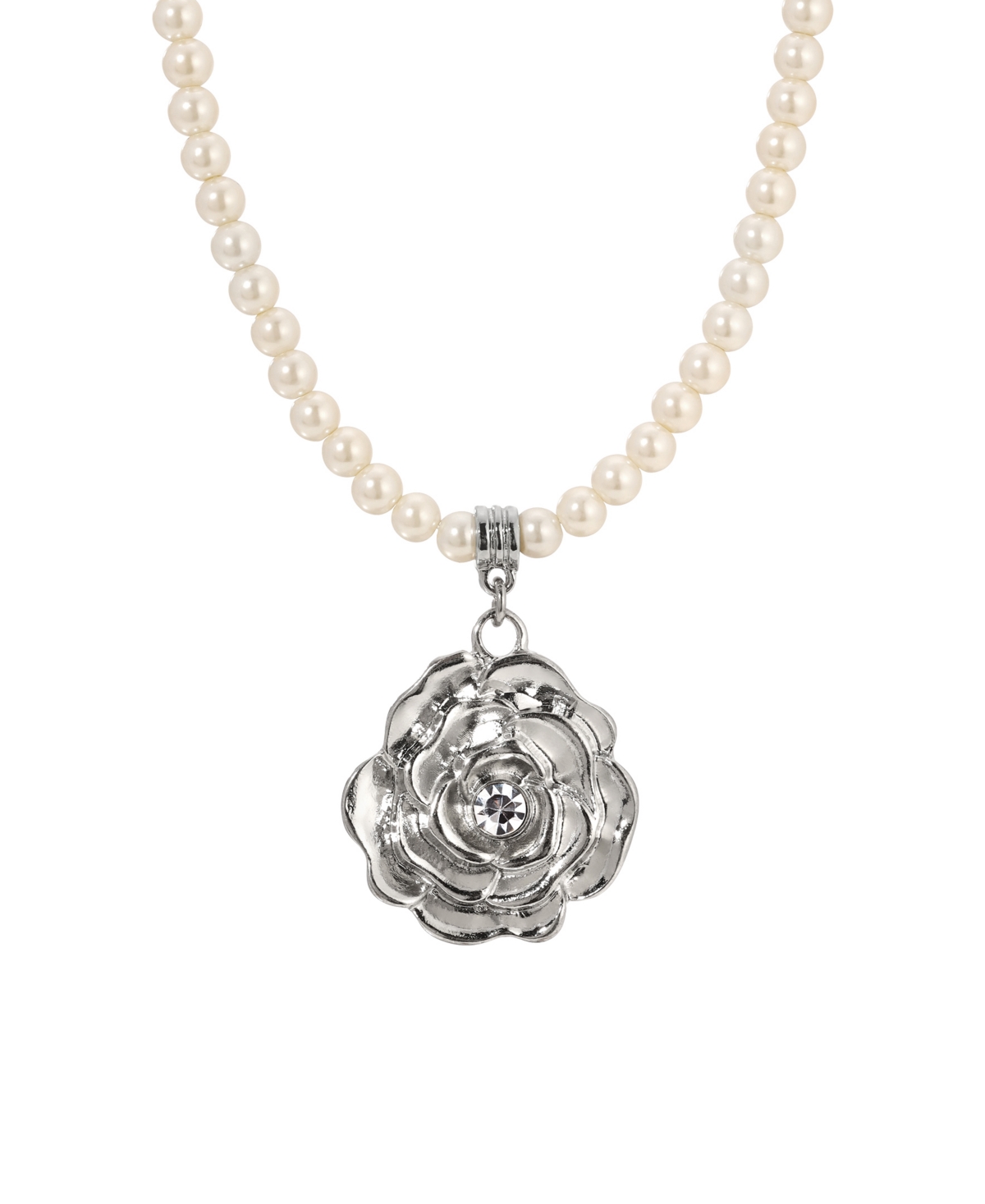 Click here for 2028 Imitation Pearl Flower Pendant Necklace - Whi... prices