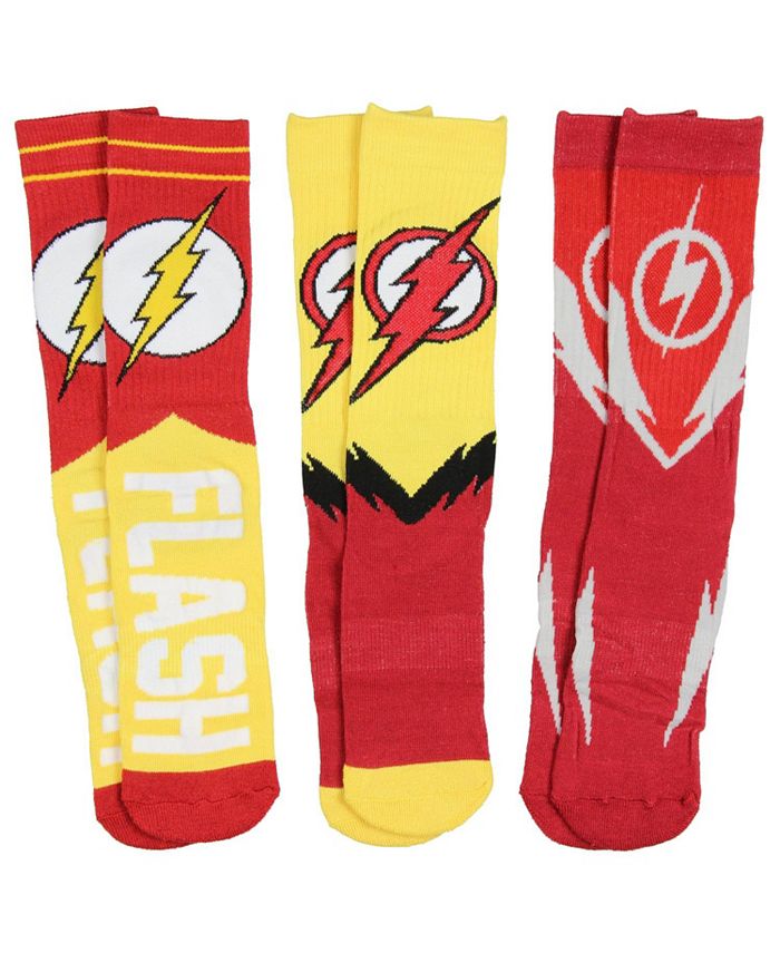 DC Comics The Flash Superhero Logo Athletic Crew Socks 3 Pair Pack For ...