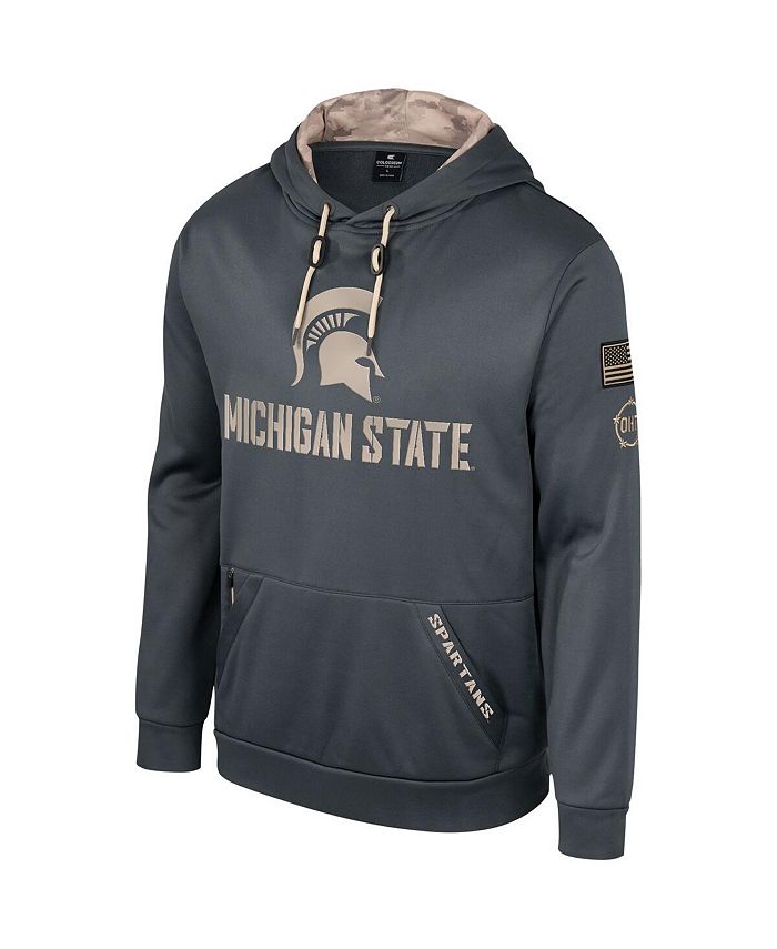 Colosseum Men's Charcoal Michigan State Spartans OHT Military-Inspired Appreciation Pullover ...