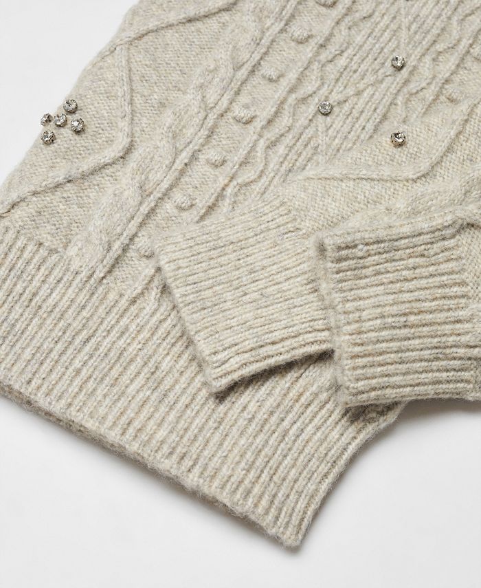 MANGO Women's Rhinestone Braided Sweater - Macy's