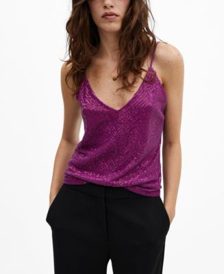MANGO Women's Sequined Strap Top - Macy's