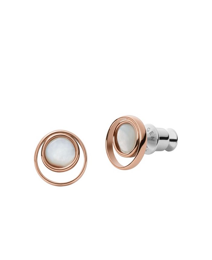 Skagen Women's Agnethe Rose-Tone Stainless Steel Stud Earrings - Macy's