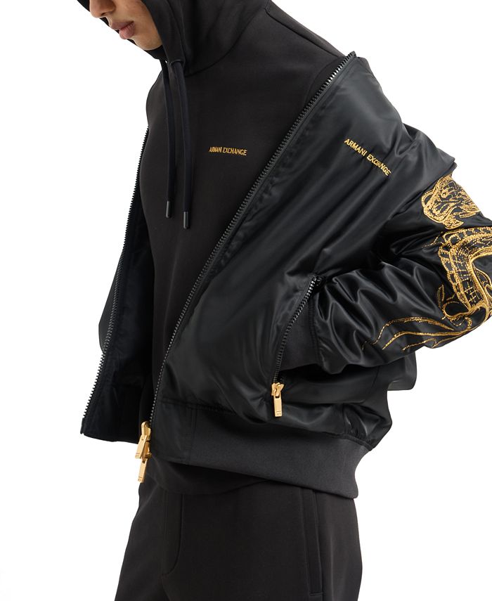 A|X Armani Exchange Men's Long Sleeve Embroidered Dragon Zip-Front ...