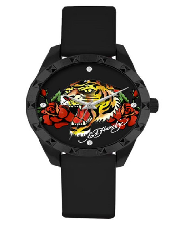 Ed Hardy Women's Quartz Black Silicone Watch 40mm - Macy's