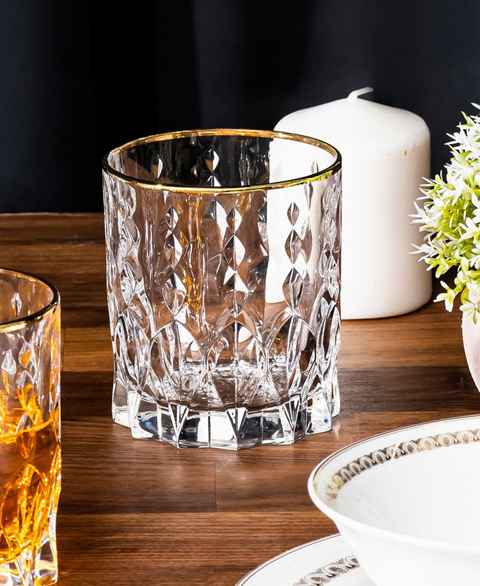 Lorren Home Trends Marilyn Gold-Tone Double Old Fashion (DOF) Tumblers ...