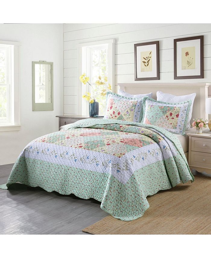 MarCielo 3 Piece Printed Quilt Bedspread Set B014 - King - Macy's