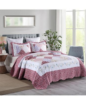 MarCielo 3 Piece Printed Quilt Set Bedspread Set B028 - Queen - Macy's