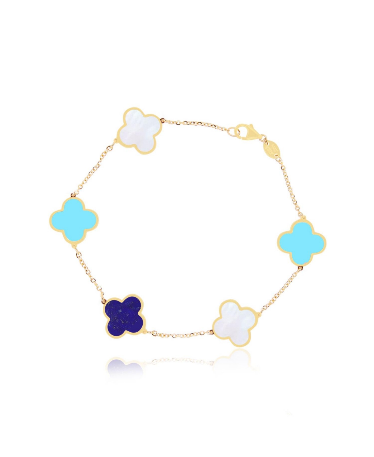 Click here for The Lovery Large Blue Mixed Clover Bracelet 14K Go... prices
