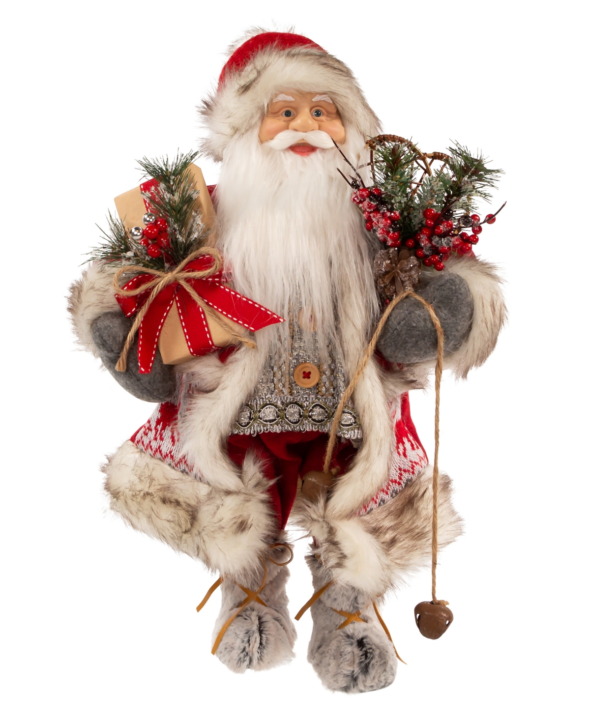 Click here for Kurt Adler 18 Santa with Gift Box and Bells - Whit... prices