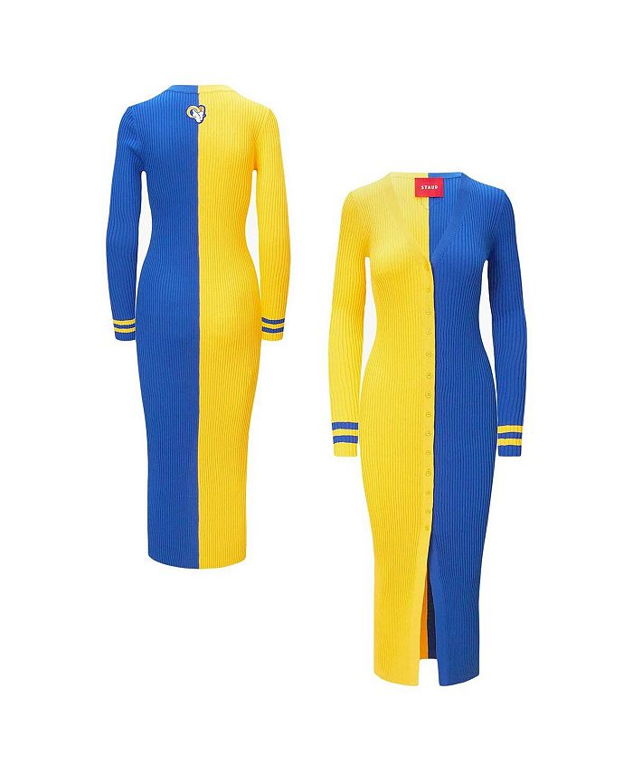 Staud Women's Gold, Royal Los Angeles Rams Shoko Knit Button-Up Sweater ...