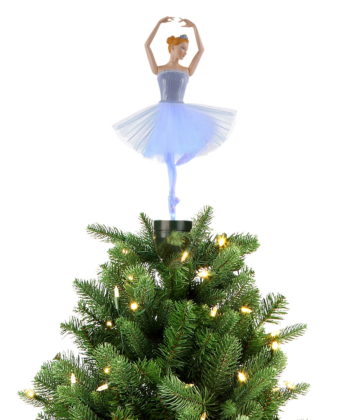 Mr. Christmas 12.5" Animated Fiberoptic Ballerina Tree Topper In White ...