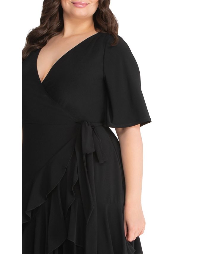 Kiyonna Plus Size Miranda Ruffle Wrap Dress - Macy's