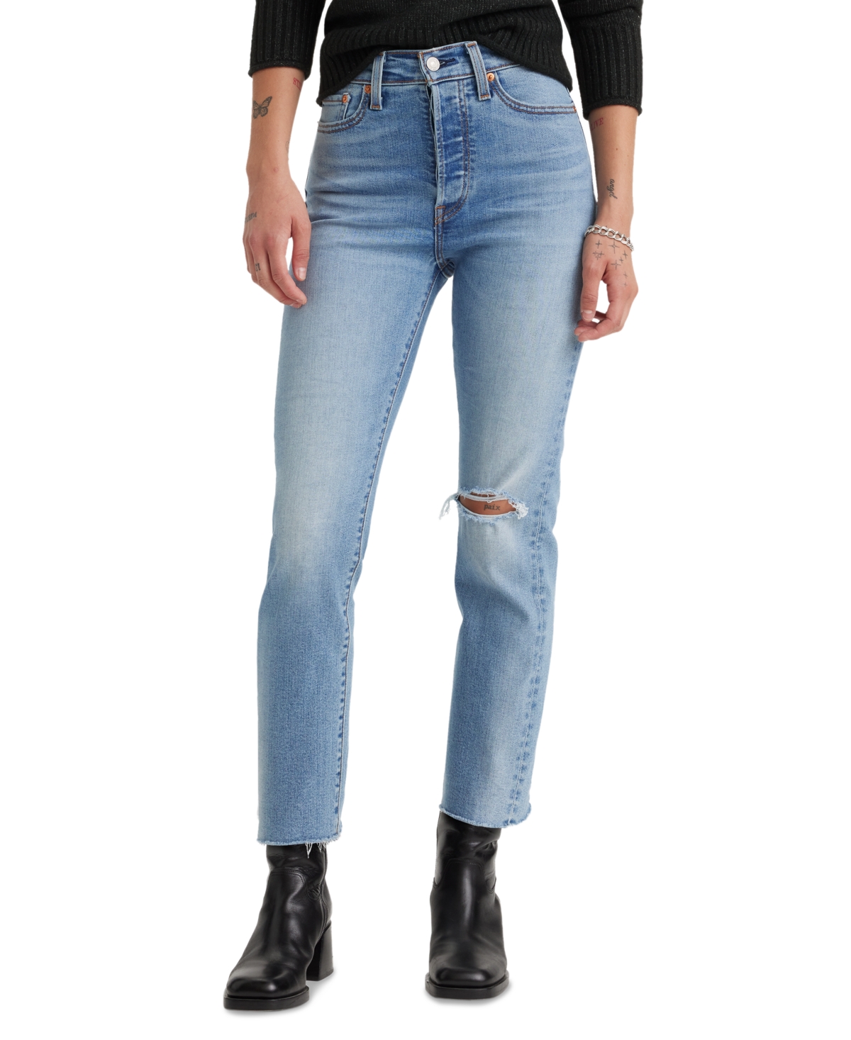 Click here for Levis Womens Wedgie Straight-Leg High Rise Cropped... prices
