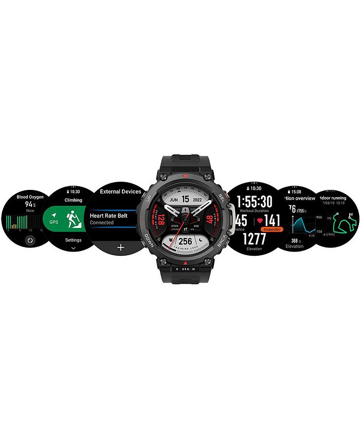 Amazfit T-Rex 2 Outdoor Smartwatch - Astro Black and Gold Rubber strap ...