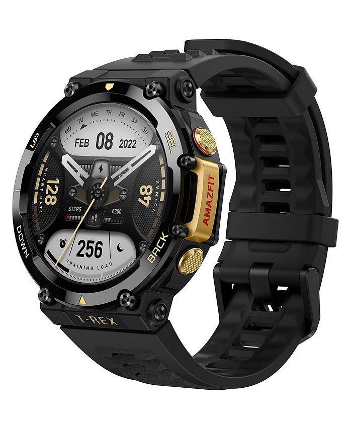 Amazfit T-Rex 2 Outdoor Smartwatch - Astro Black and Gold Rubber strap ...