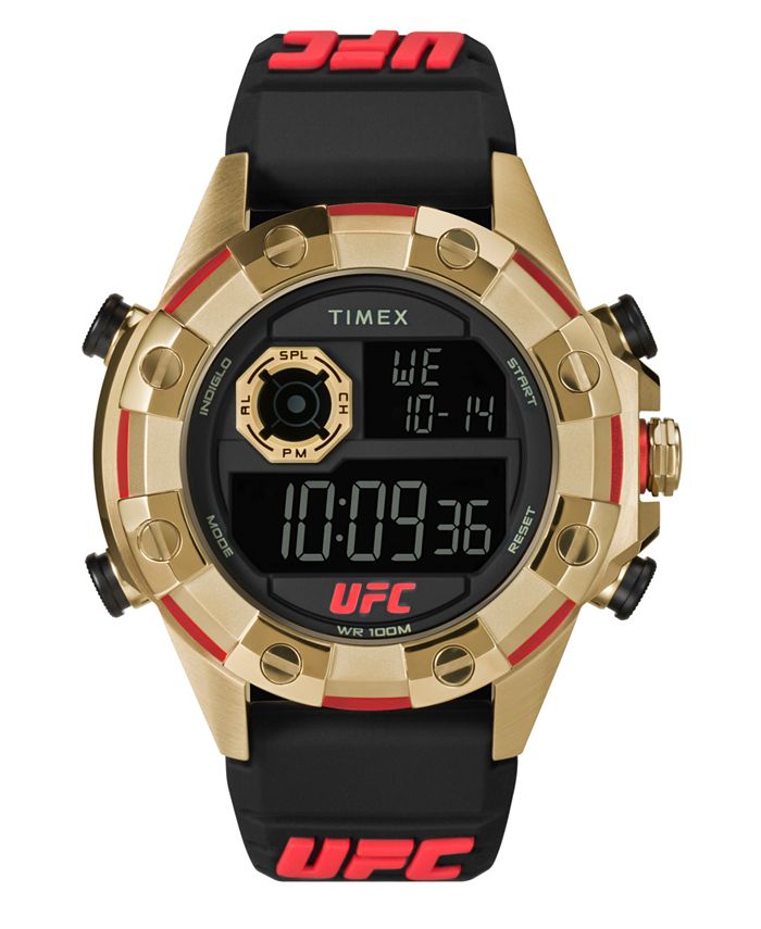 Timex UFC Men's Kick Digital Black Polyurethane Watch, 49mm - Macy's