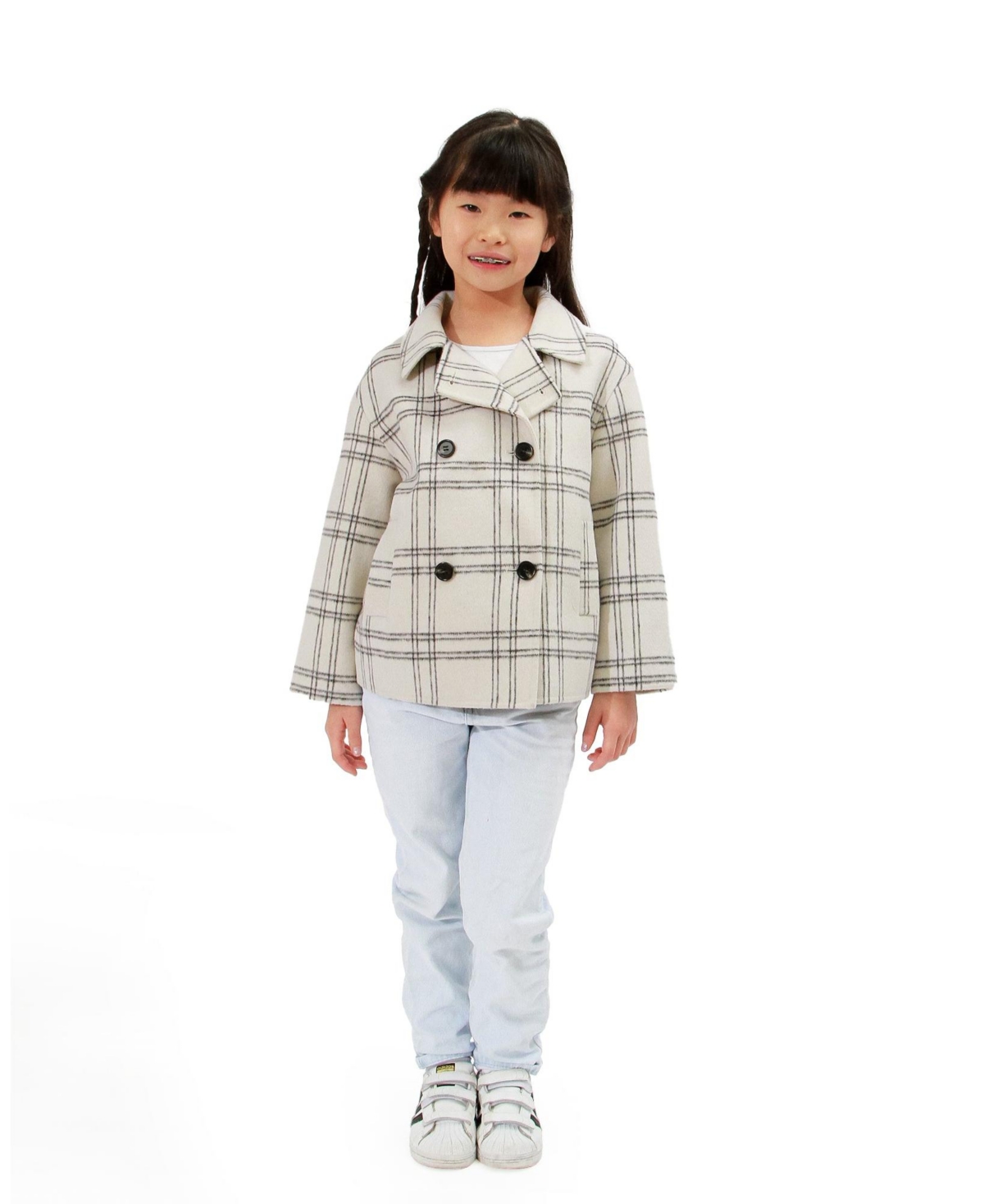 Click here for Girl Adore You Wool Blend Peacoat - Child - White prices