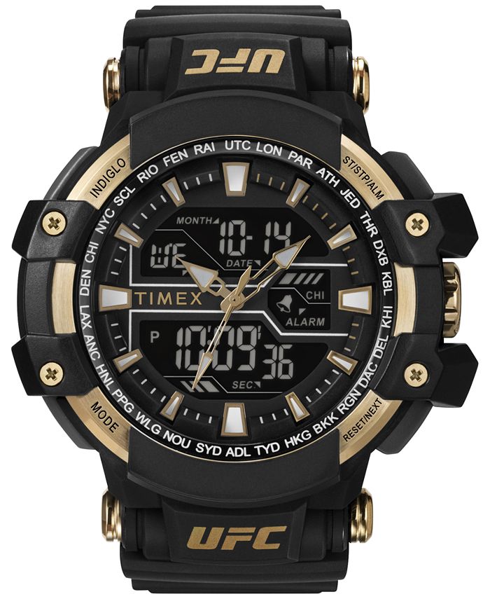 Timex UFC Men's Combat Analog-Digital Black Resin Watch, 53mm - Macy's