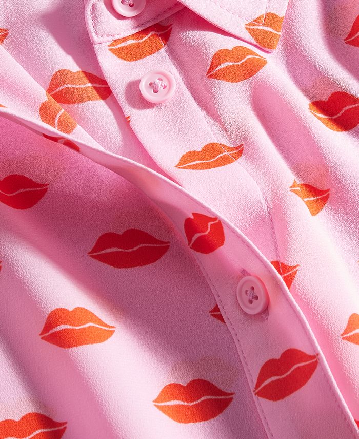 On 34th Women's Lip-Print Shirt, Created for Macy's - Macy's