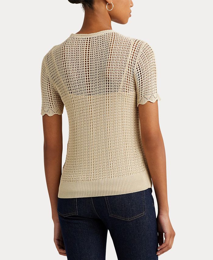 Lauren Ralph Lauren Women's Pointelle-Knit Short-Sleeve Sweater - Macy's