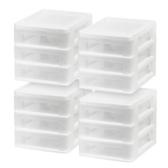 IRIS 4 Pack Small 3-Drawer Desktop Organizer for Office, Files ...
